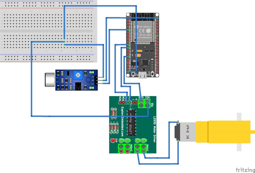 Spinning of DC Motor with ESP32 and Sound Sensor - Niraltek Blog